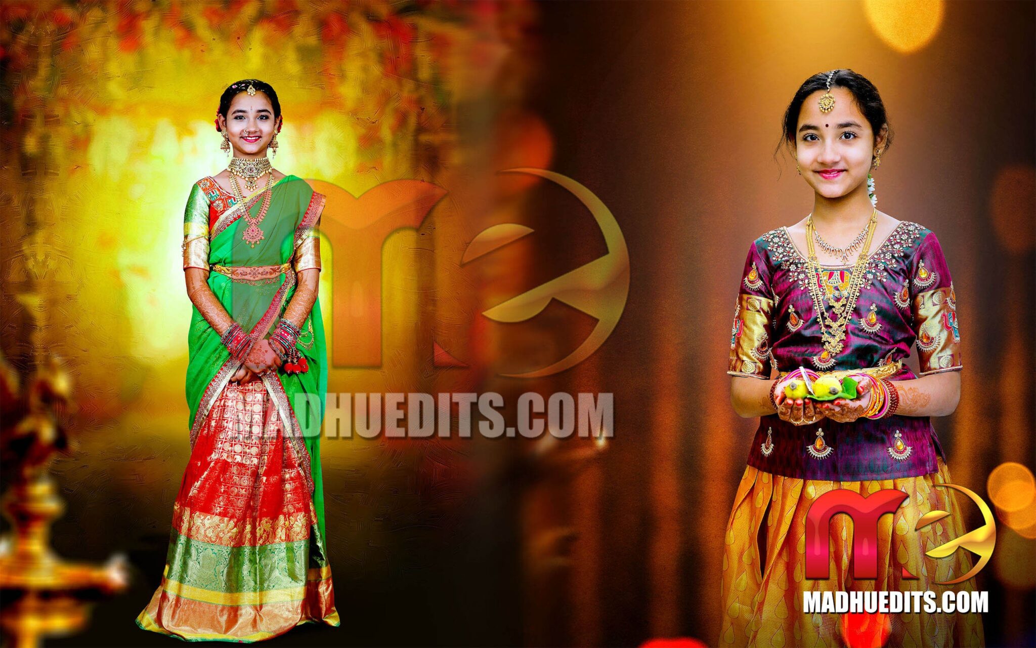 Traditional Half Saree Function PSD Templates - MadhuEdits