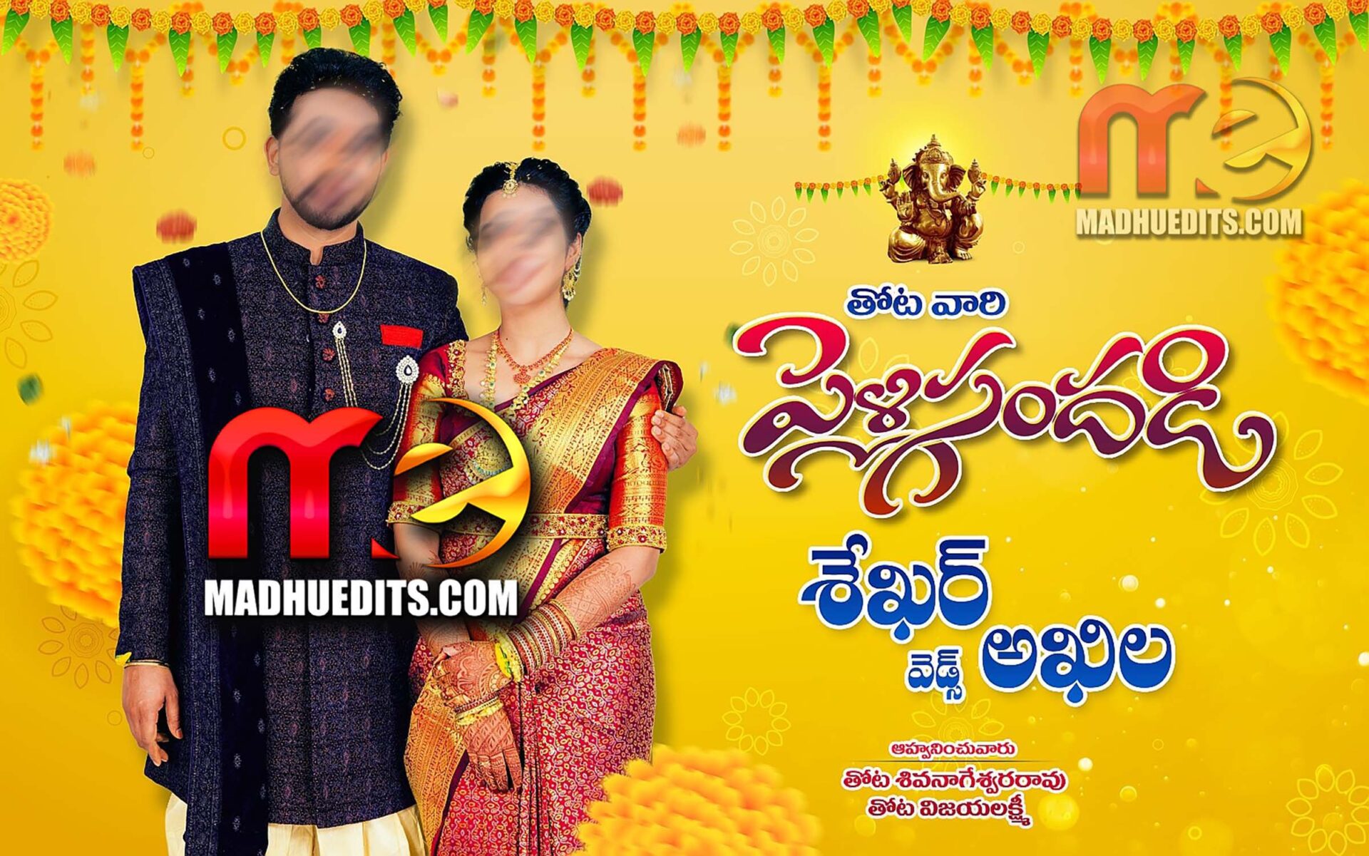 Telugu Wedding Banner PSD Templates - Latest Flex Banner - MadhuEdits