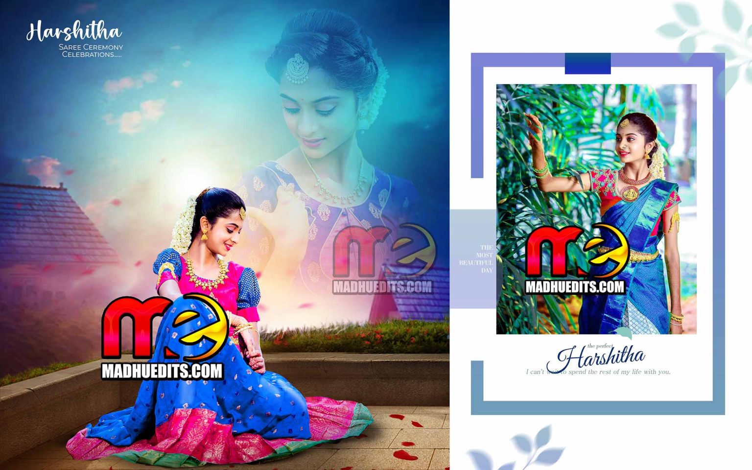 SAREE CEREMONY ALBUM DESIGNING PSD FILES - MadhuEdits