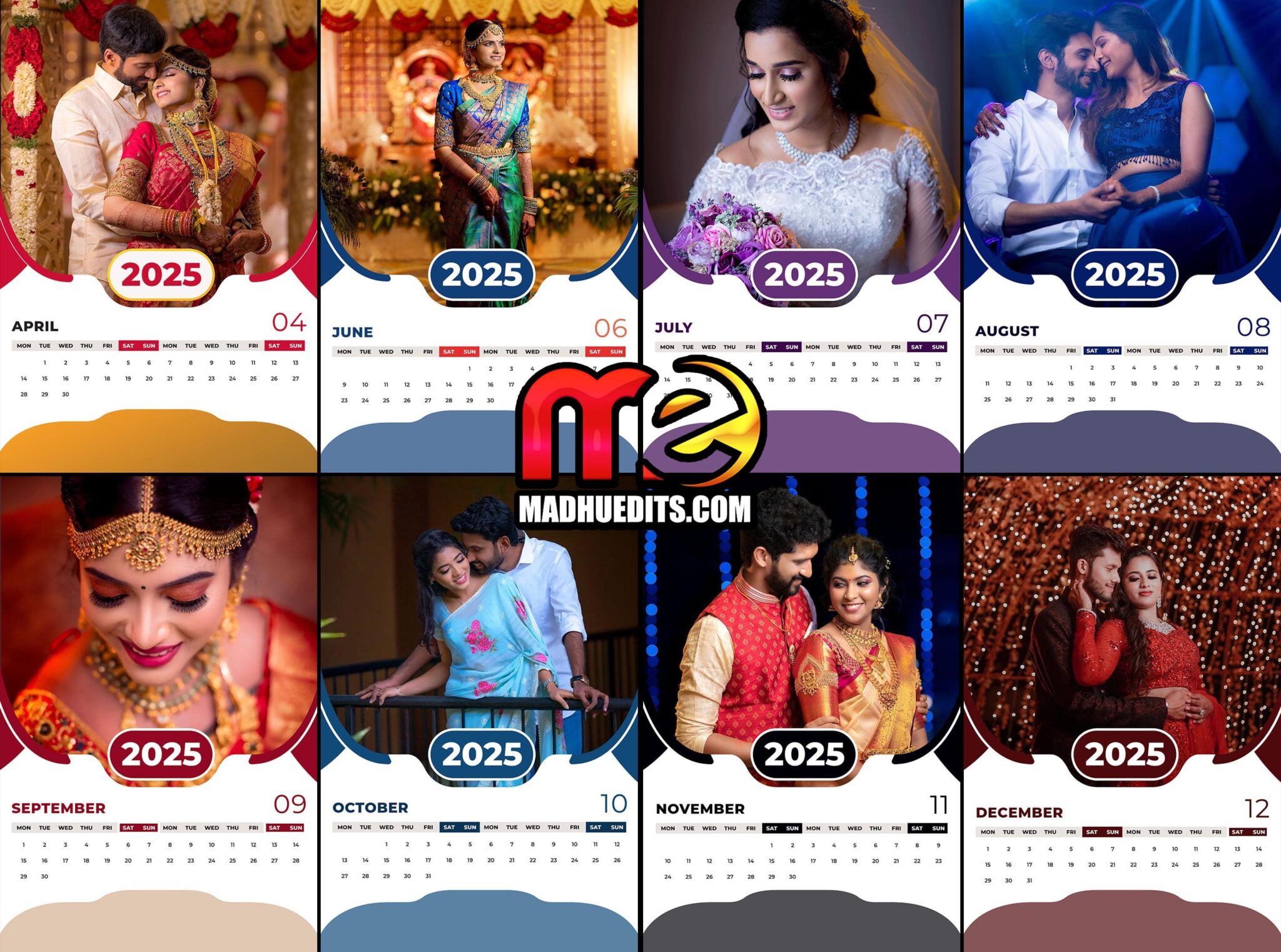 2025 Calendar Premium PSD Templates - MadhuEdits